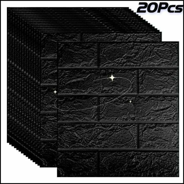 20 стена из черного кирпича, самоклеящаяся доска 35x38,5 см, толщина 3,5 мм/ ПВХ-доска, подлежащая очистке