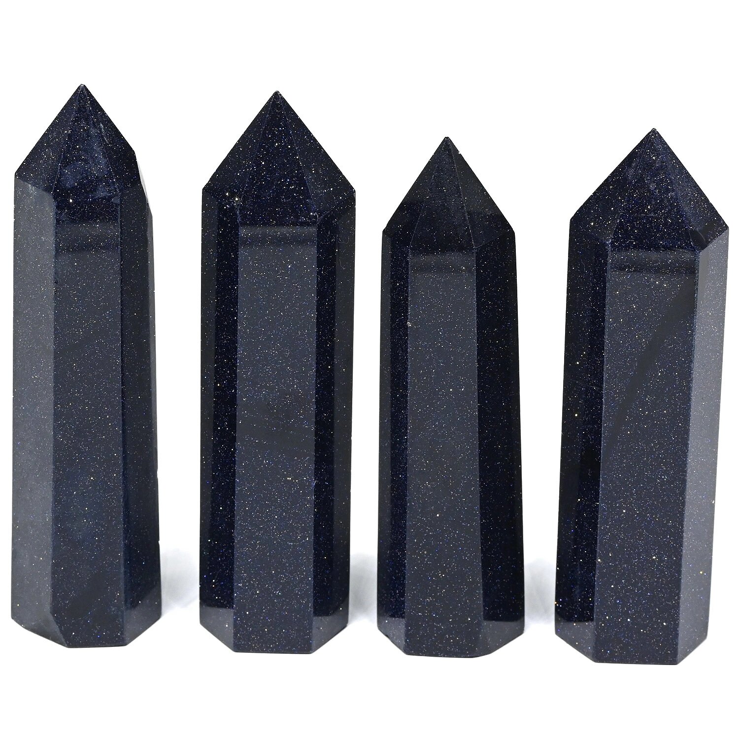 Кристаллы авантюрин синий "Карандаш" 22*22*85мм, 60-90г .