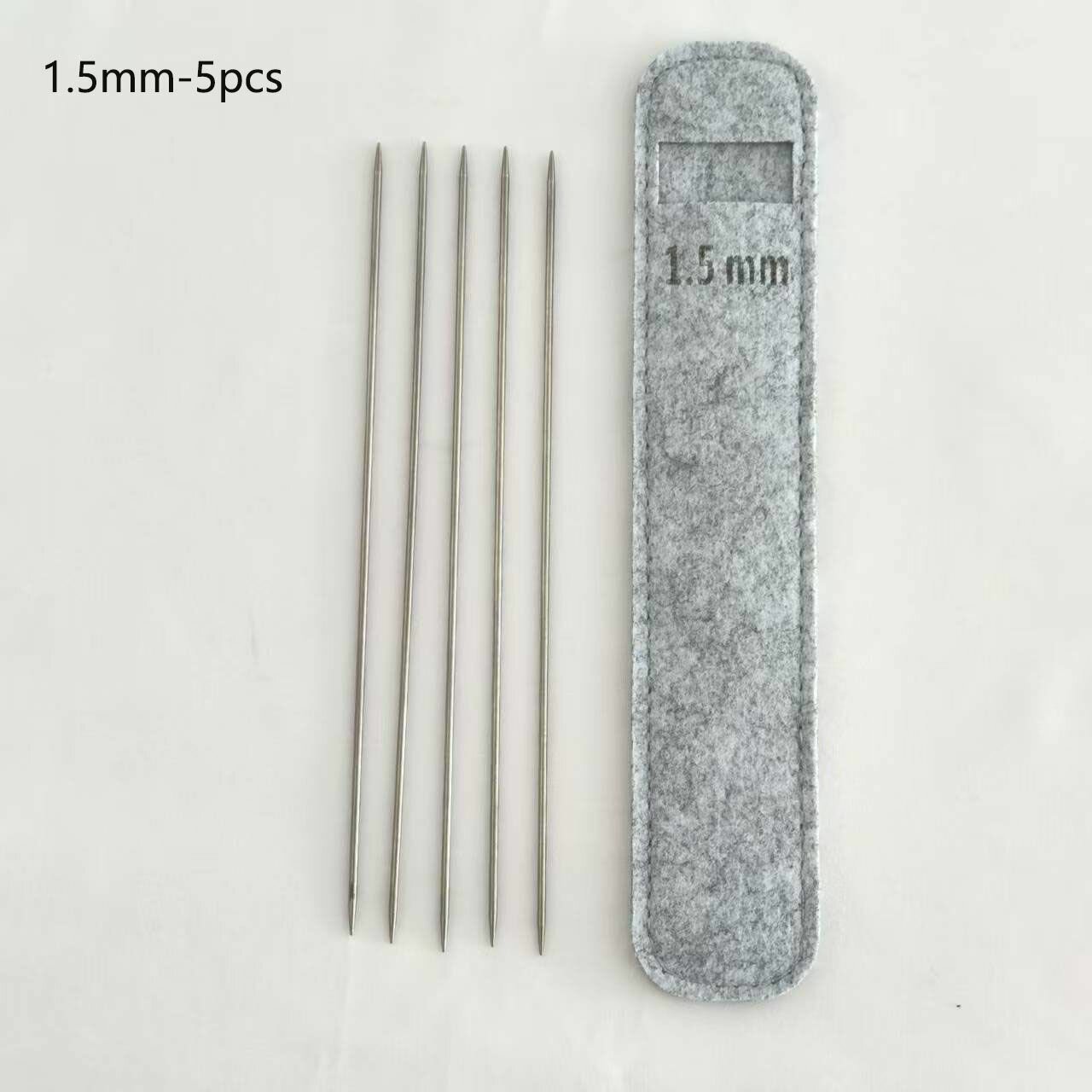 Чулочные спицы для вязания, набор 5 шт 15 см 1.5 мм из нержавеющей стали для носков, перчаток и тонких ажурных узоров