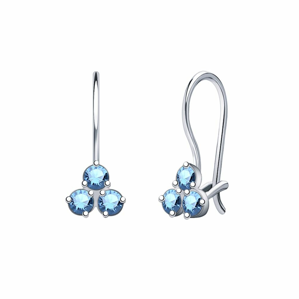 Серьги, серебро, 925 проба, фианит