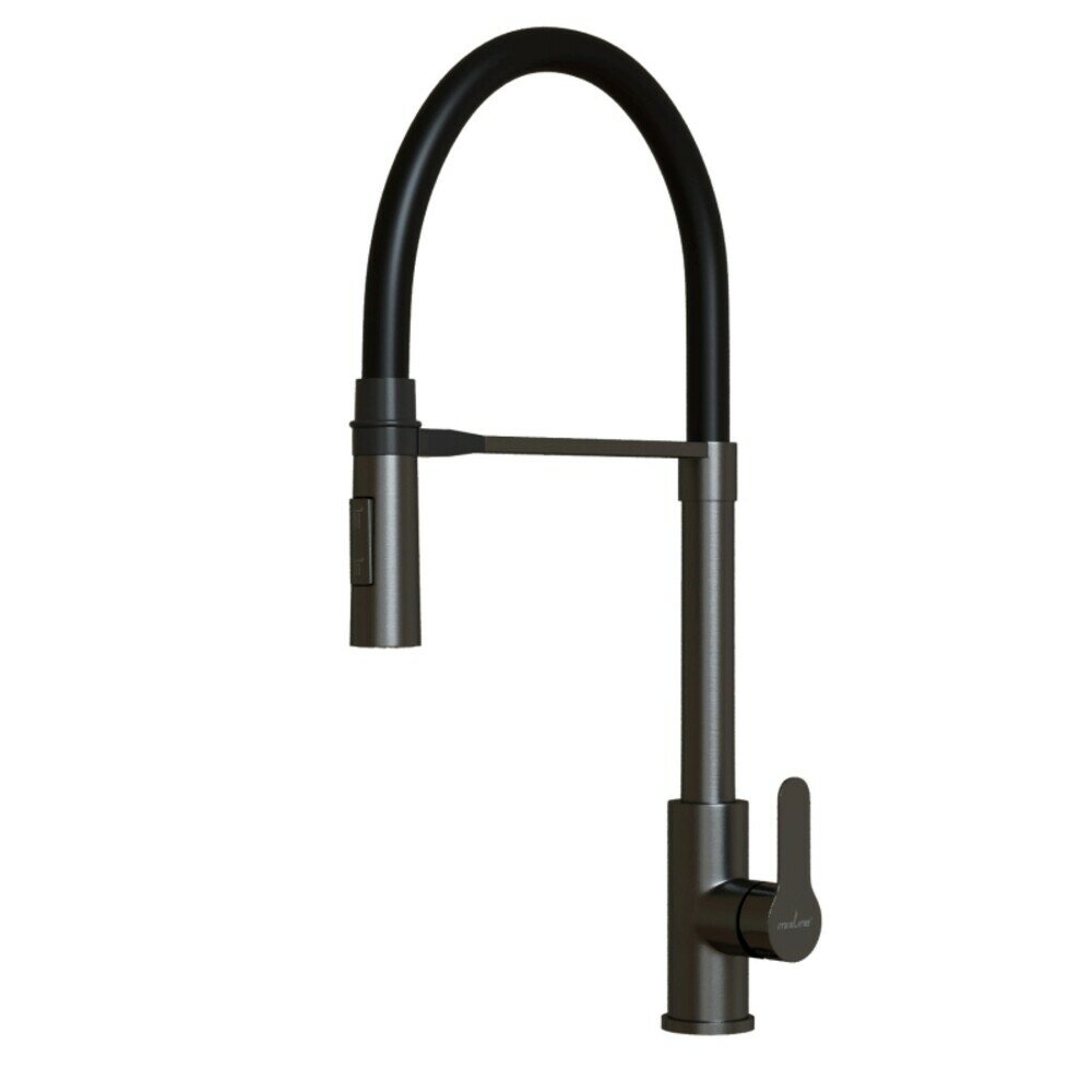 Смеситель для кухни Mixline MLSS-0402BL графит с гибким изливом однорычажный (556021)
