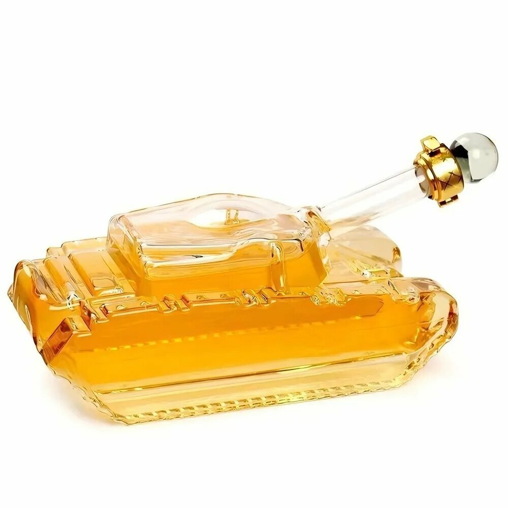 Бутылка "Танк", для алкоголя, стекло, 1л, декоративная пробка, воронка