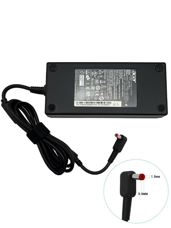 Зарядное устройство для ноутбука Acer, PREDATOR HELIOS 300 PH317-54-72X5, 19V - 9,23A, (Штекер: 5.5-1.5мм) 180 Вт Slim