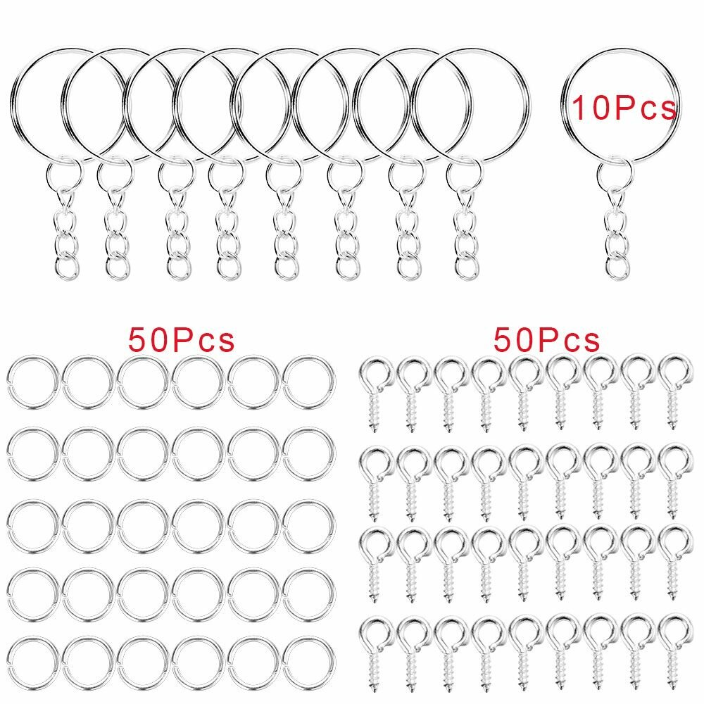 Фурнитура для брелков — набор из 10 комплектов с золотыми кольцами и цепочками для авторских брелоков и подарков
