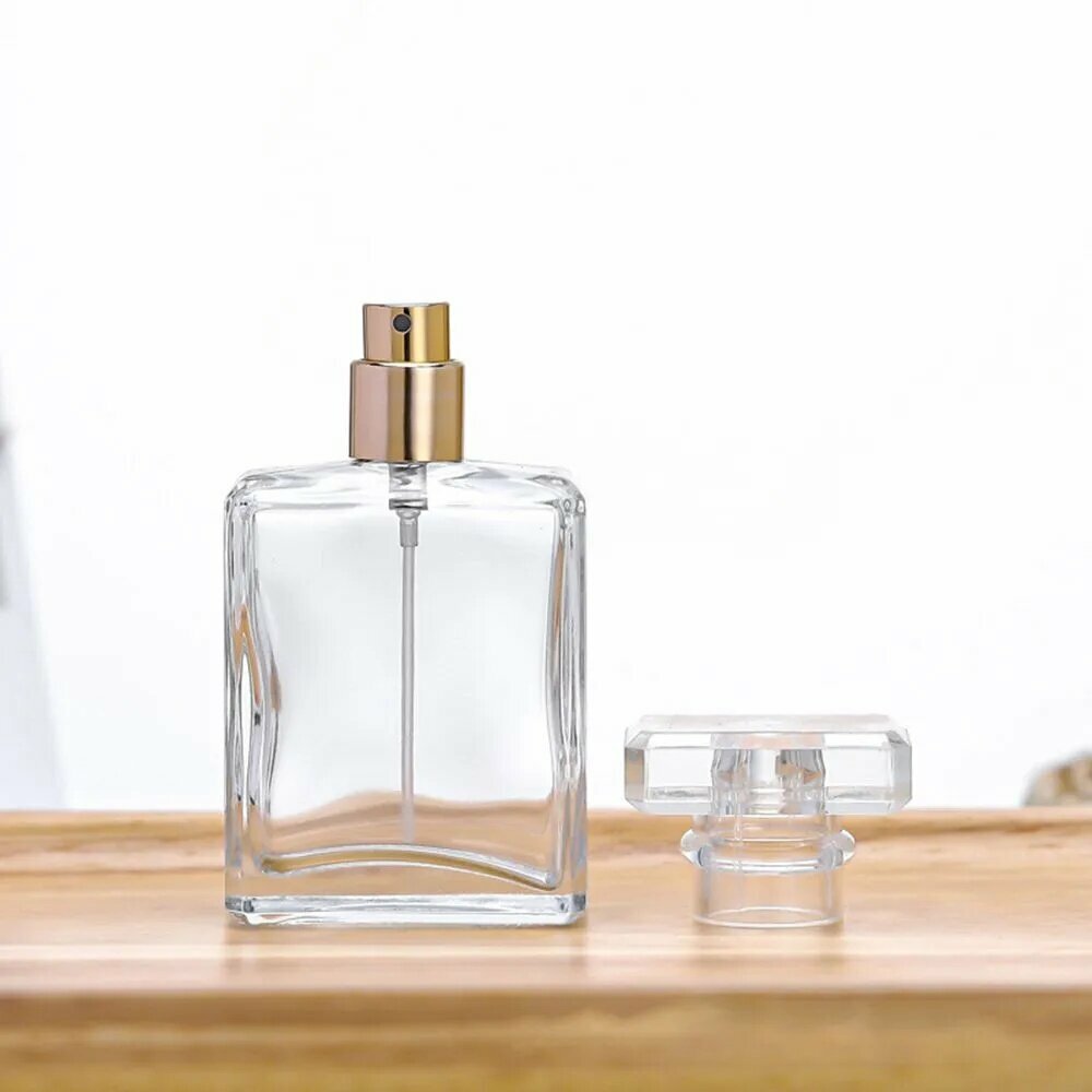 Дорожный распылитель для духов, пустой портативный многоразовый мини-флакон с распылителем для духов из прозрачного стекла, 1 шт, 50 мл