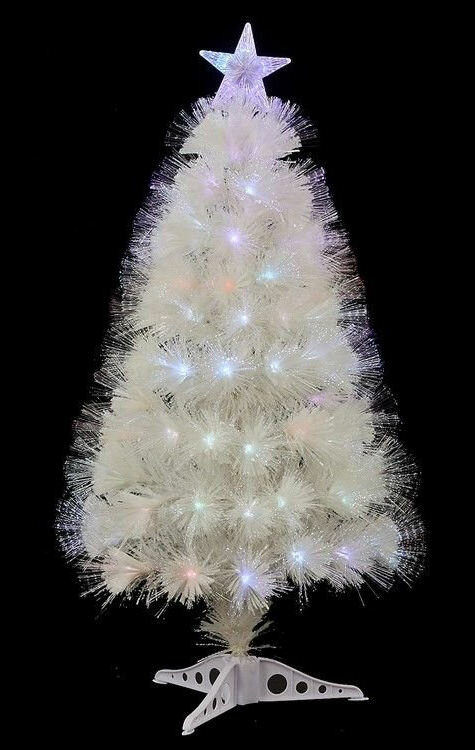 Оптоволоконная ёлка северное сияние, белая, разноцветные светодиоды, мерцающая, 90 см, Edelman 1086655