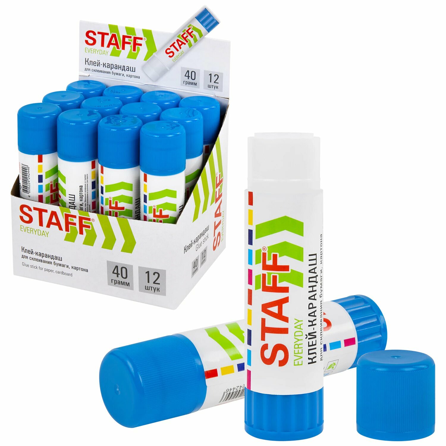 Клей-карандаш STAFF EVERYDAY, 40 г, 228665, 3шт.