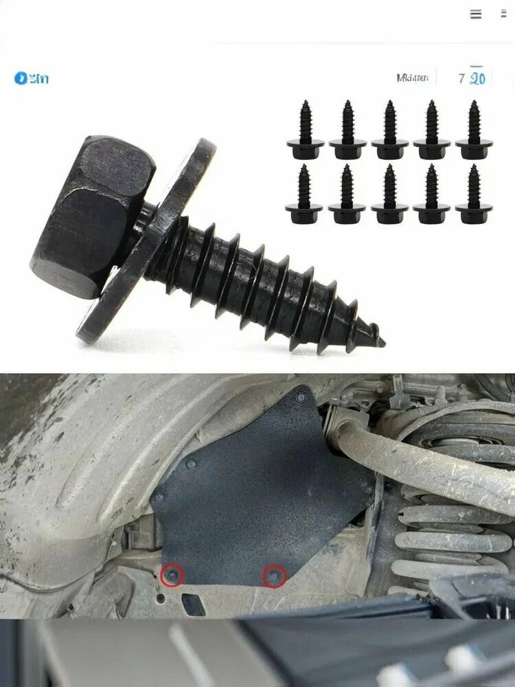 Болт автомобильный, Болт крепежный 1/2 UNF, 10 шт.