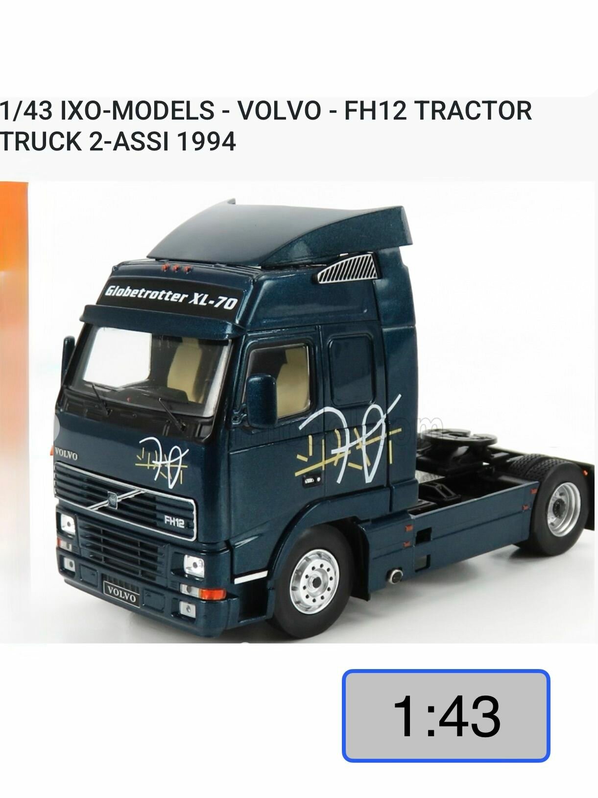 Модель для коллекции Тягач Volvo FH12 TRACTOR TRUCK 2-ASSI 1994 Globetrotter синий в масштабе 1:43