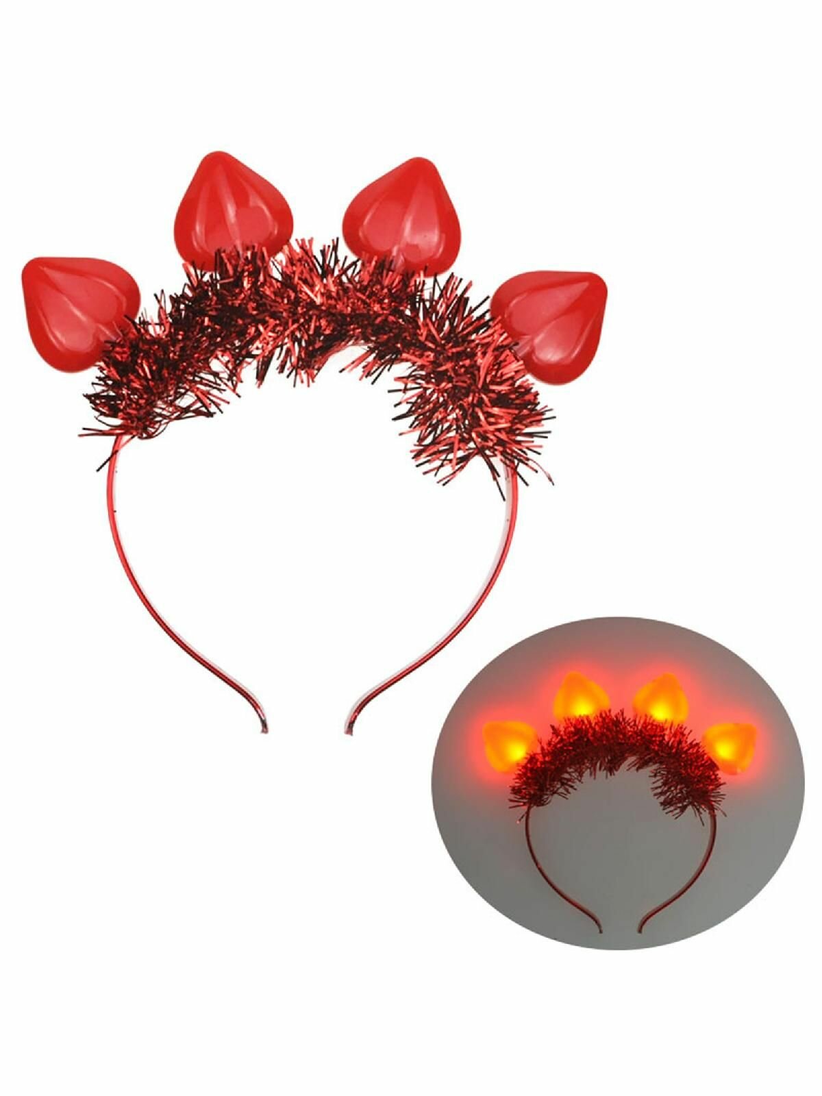 Светодиодный ободок с красным сердцем на День Святого Валентина, - Шерсть с Персиковым Сердцем Hea