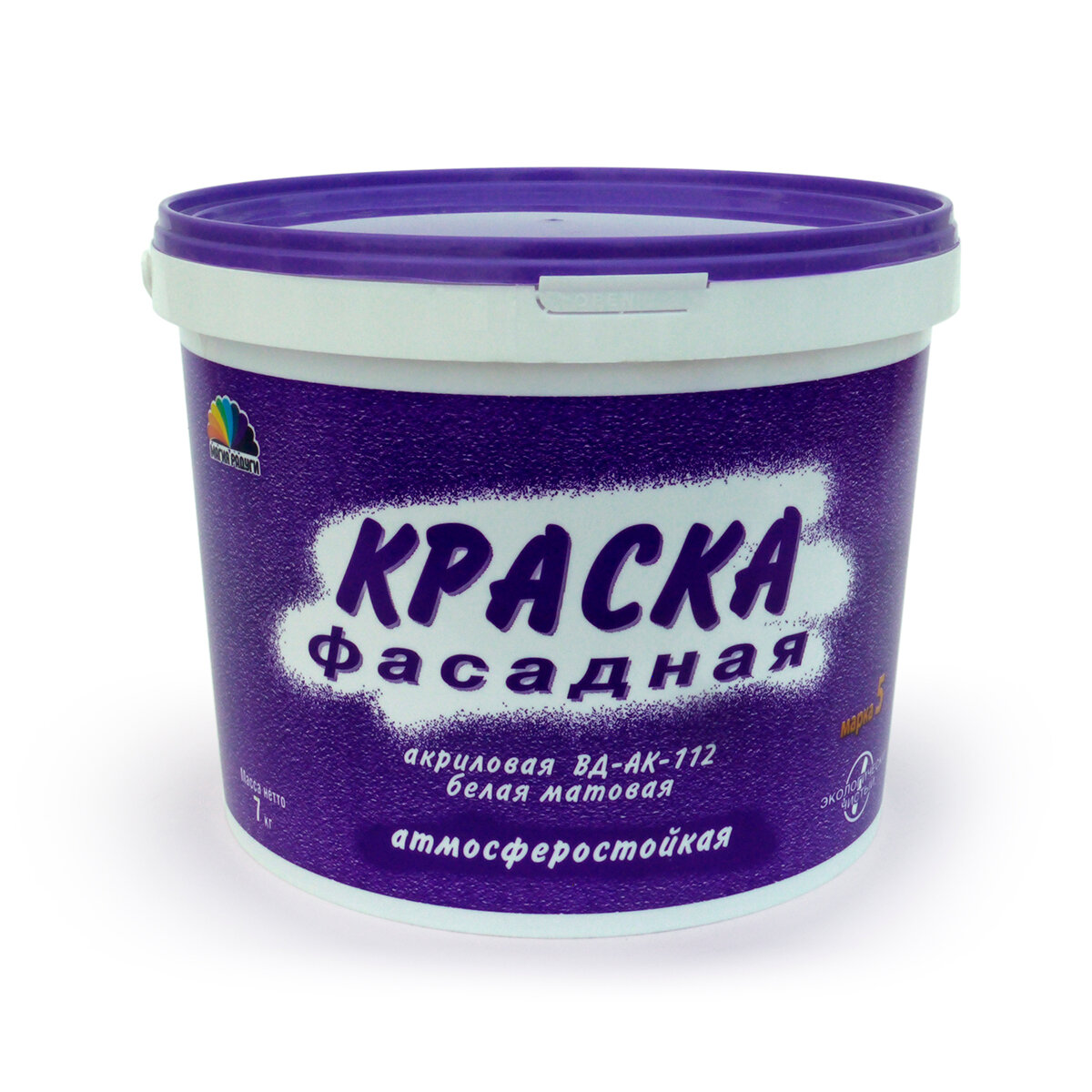 Краска фасадная Магия Радуги ВД-АК-112, акриловая, матовая, белая, 7 кг