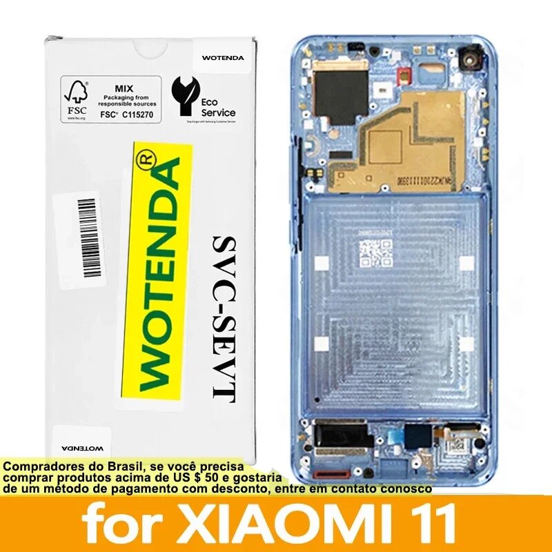 6,81-дюймовый AMOLED-дисплей с рамкой для Xiaomi Mi 11, ЖК-дисплей с дигитайзером сенсорного экрана в сборе, запасные части для дисплея Xiaomi 11