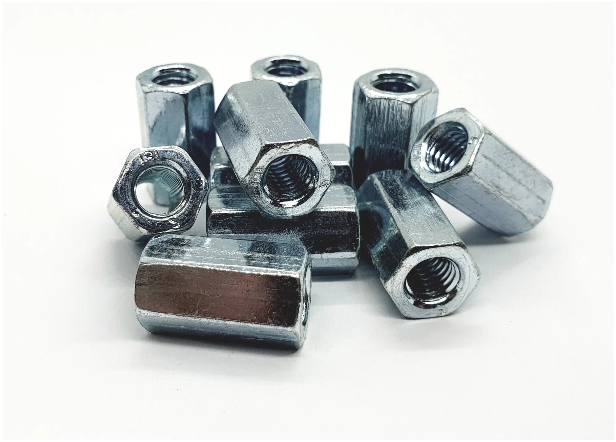 Гайка переходная м5 стальная , оцинкованная Din 6334 "МастерБолтиков" ( 10шт )