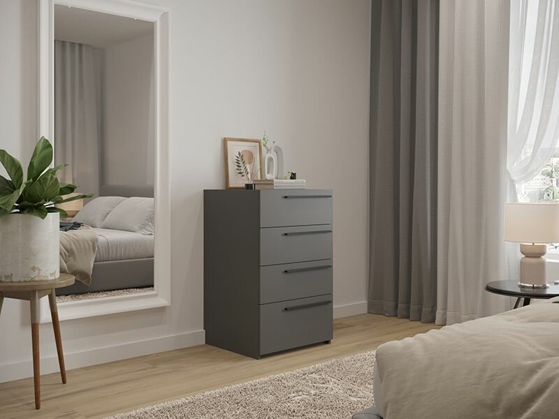 Комод с ящиками "Лорена Пакс 4" 55х90х52 Серый графит