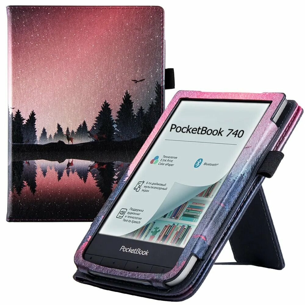 BOZHUORUI Чехол-подставка для Pocketbook 740 Inkpad 3 Pro/ Inkpad Color e-Reader, легкий чехол из искусственной кожи с ремешком для рук и автоматическим сном/пробуждением