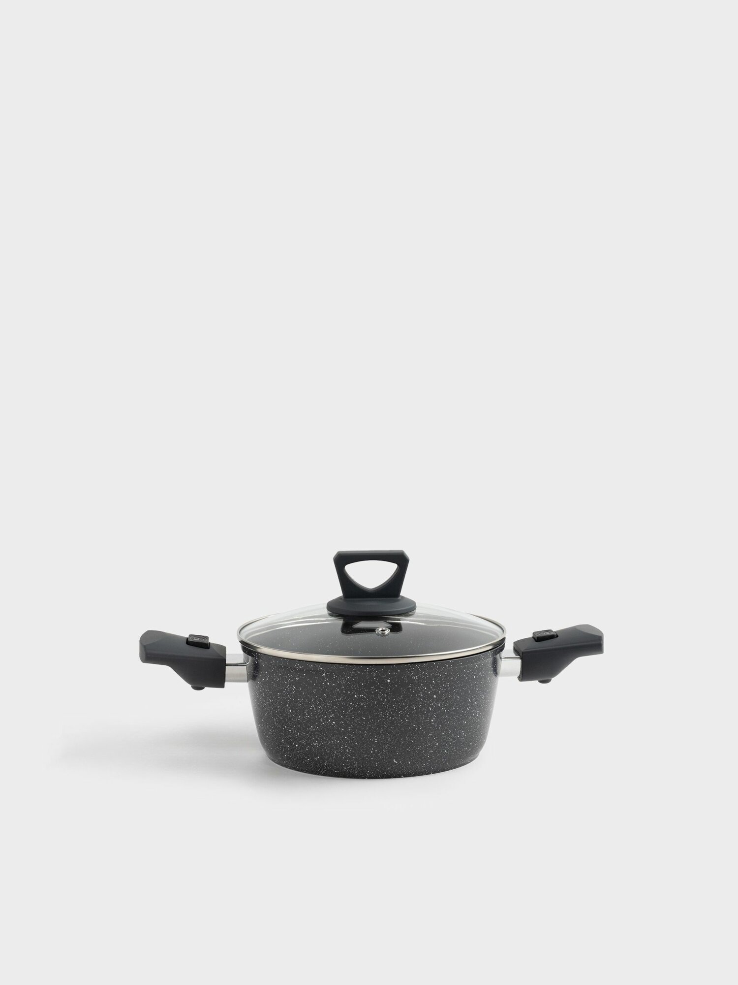 Кастрюля, 20 см, 2,5 л, с крышкой, съемные ручки, с покрытием, алюминий, черная, Scandia