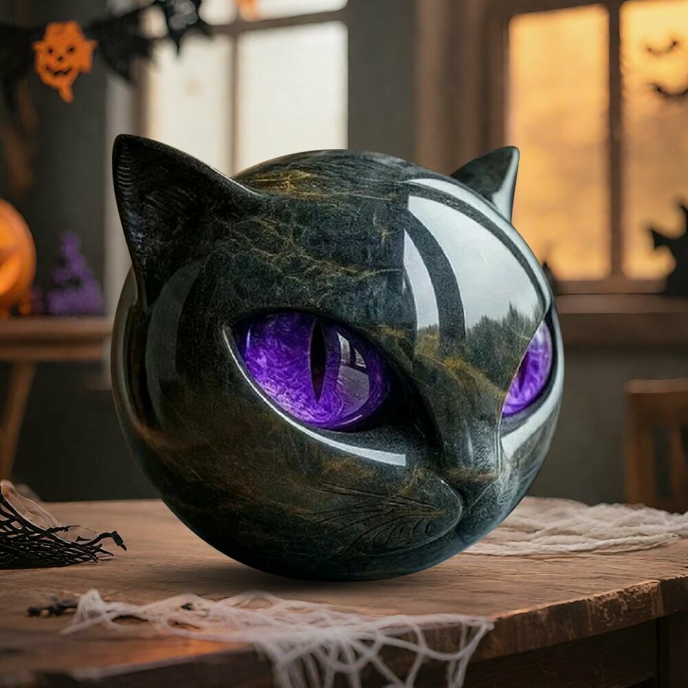 Фигурка черного кота, каменная статуэтка кошки для украшения книжной полки спальни на Хэллоуин
