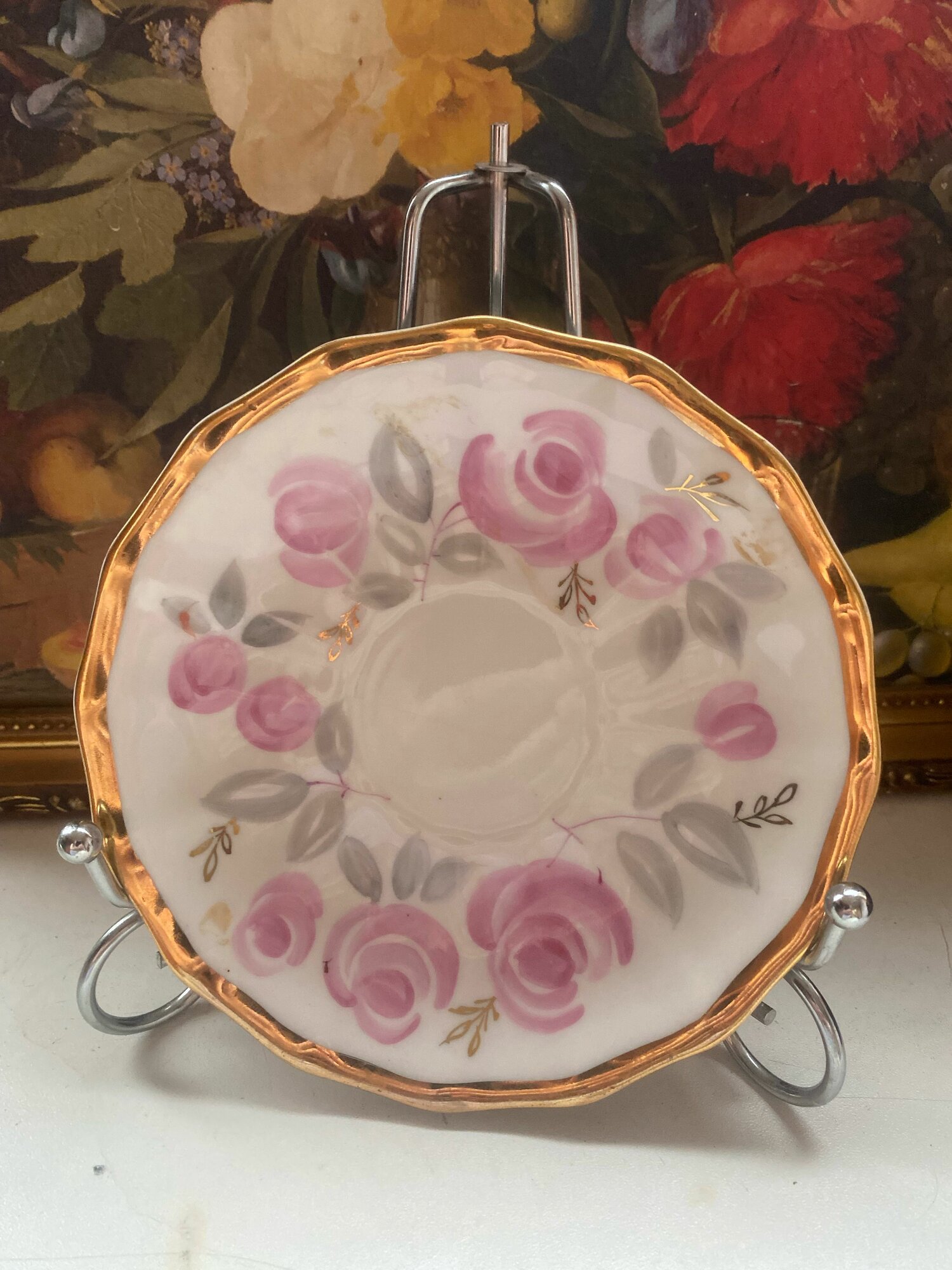 Блюдце из сервиза Вербилки Розовый знак качества