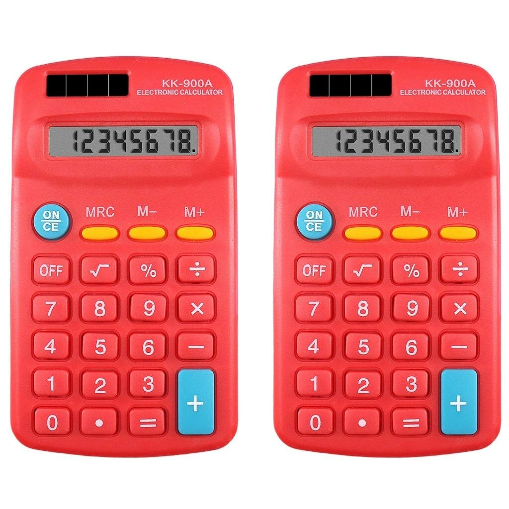 Калькулятор с батарейным питанием, красный