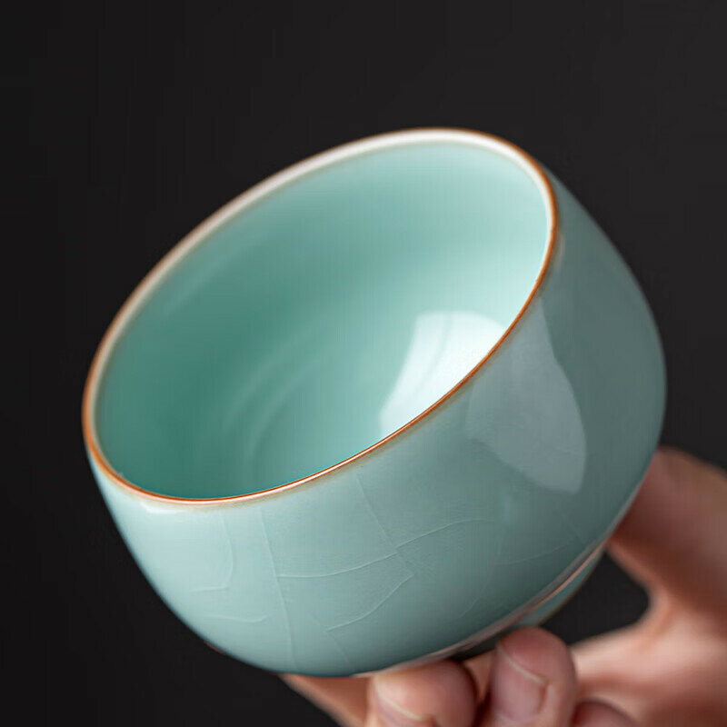 Jinxiangyu Ru Kiln Tea Cup, Ceramic Cup for Tea Tasting, Single Cup with Crackle Glaze, Master-Training Cup, Home Use Kung Fu Personal Cup, Houhu Luohan