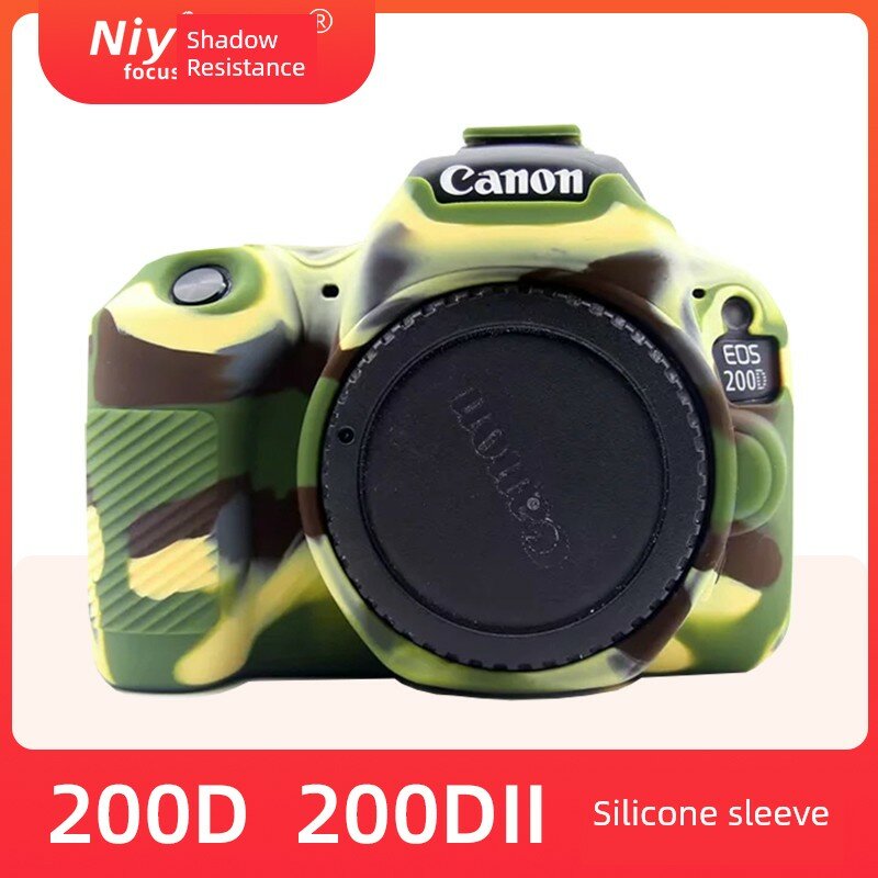 Силиконовый защитный чехол для камеры Canon EOS 200D/200DII, оливково-зеленый цвет, мягкий силикон, легкая защита
