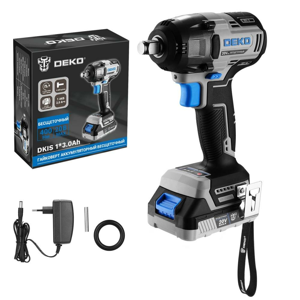 Гайковерт аккумуляторный бесщеточный DEKO DKIS 20В 1х3Ач 400Нм 085-1067