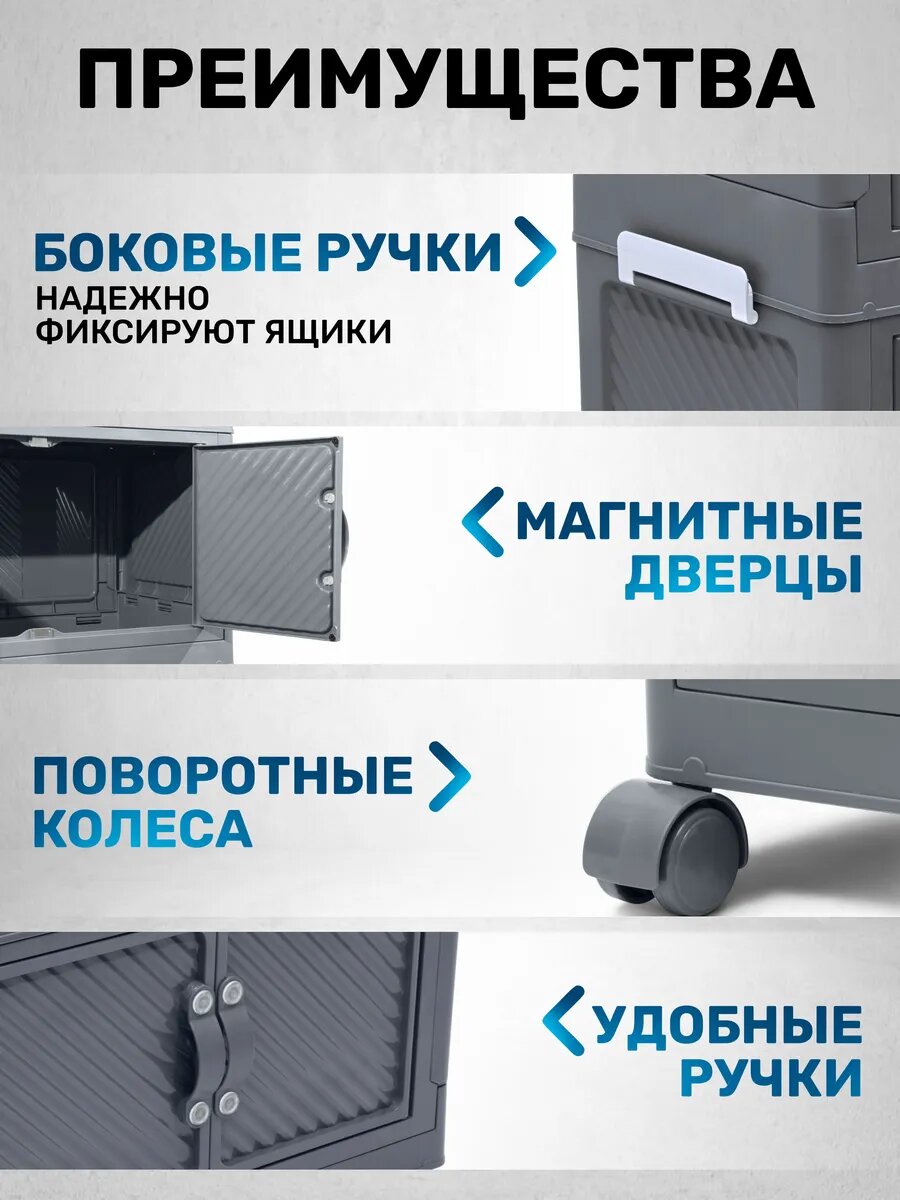 Шкаф RUNIS Home, пластик, серый, модульный, для коридора, 2 секции 63х34х56 см — фото 1