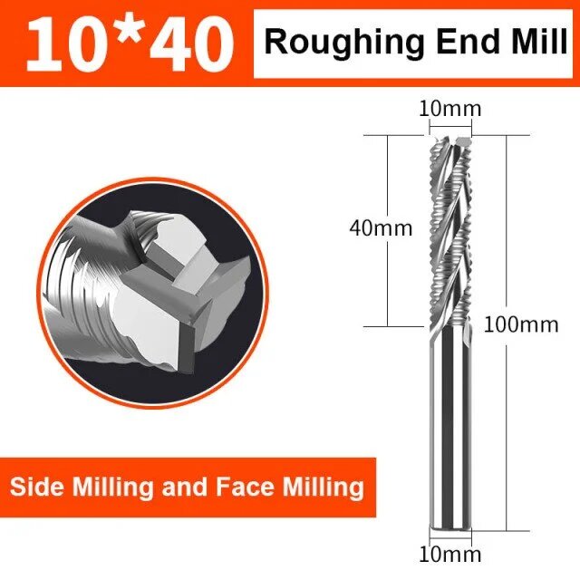Черновая концевая фреза 4-12 мм, 3 канавки, твердосплавные фрезы с ЧПУ для алюминия, спиральная бита HRC55, твердосплавные фрезы, инструменты 10x40x100L