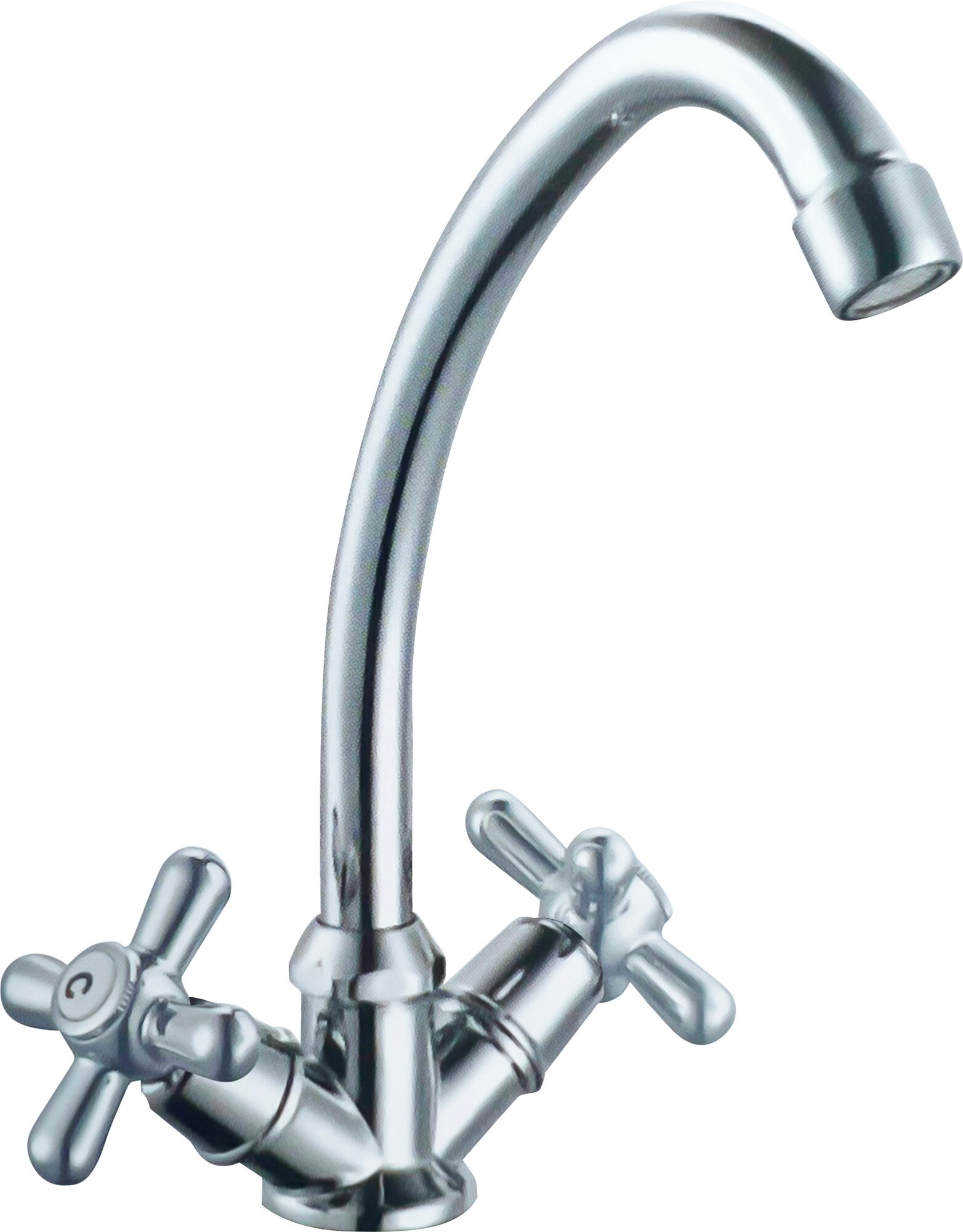 Смеситель для раковины Ретрос с эко-режимом серебристый