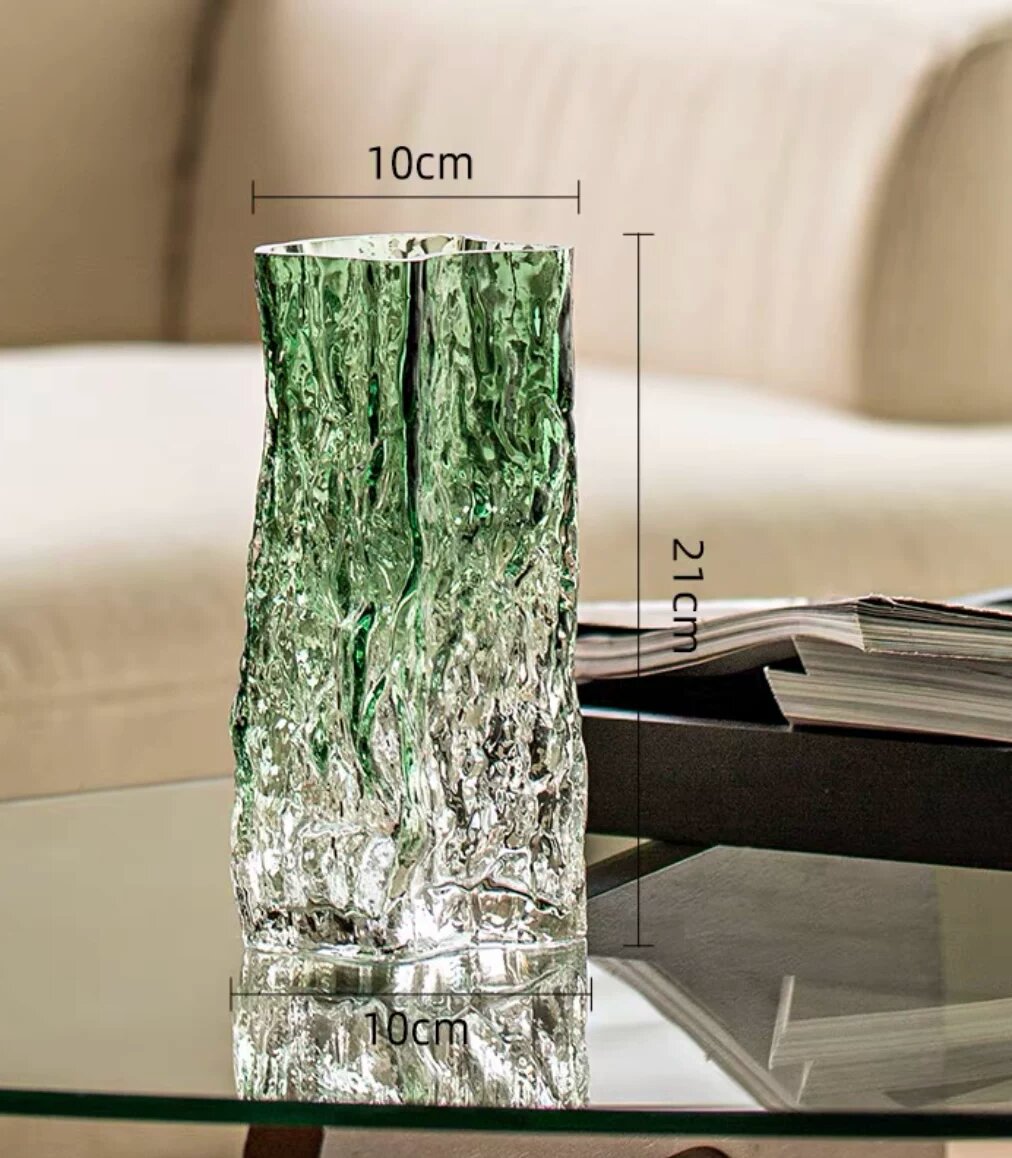 Изысканная ваза класса люкс, прозрачный стеклянный цветочный сосуд с градиентом изумрудно-зеленого цвета, скандинавский