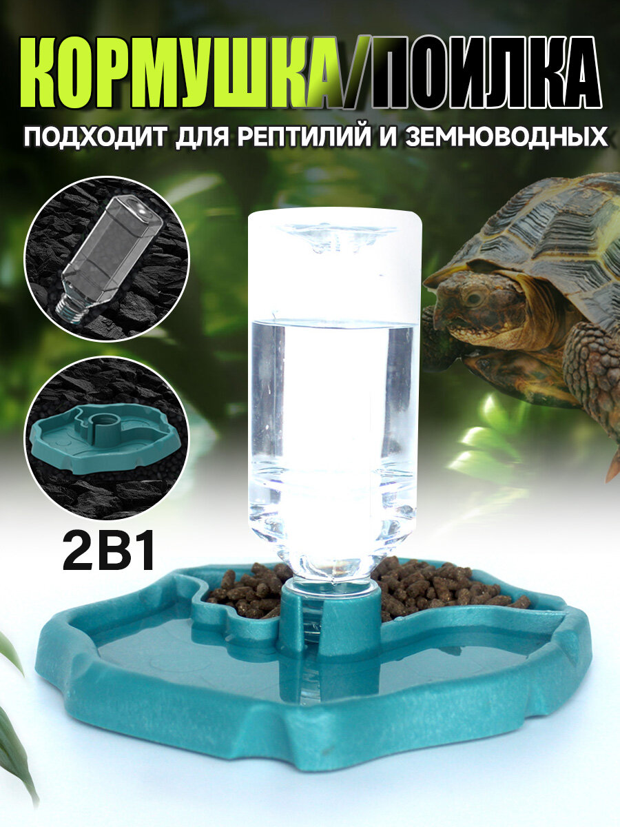 Кормушка-поилка 2 в 1 для рептилий, гравитационная автокормушка с автоматической подачей воды и корма, для террариума