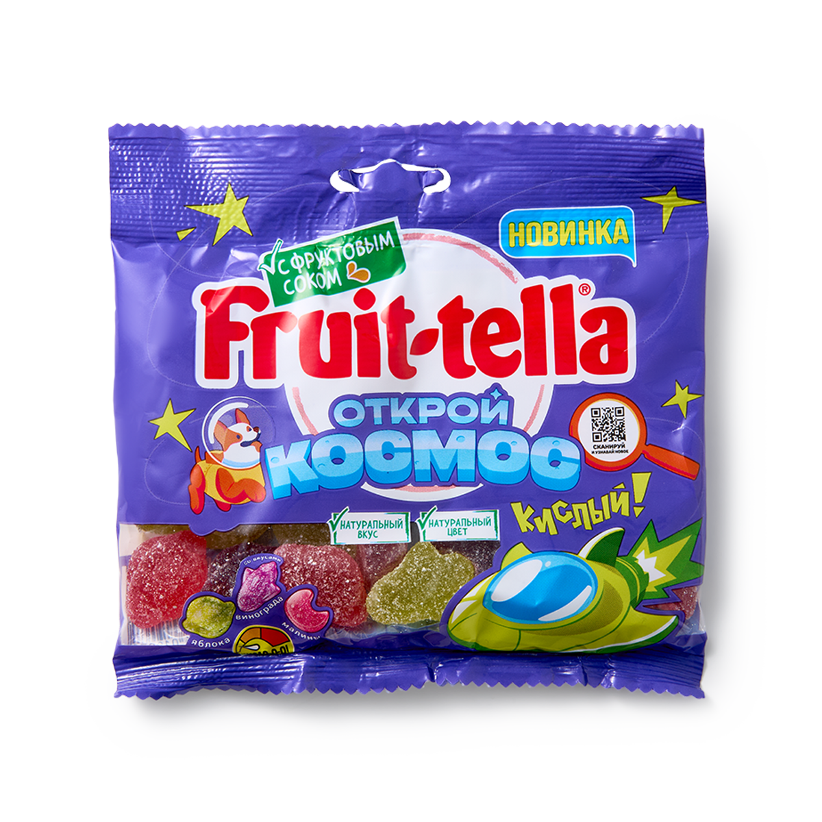 Мармелад Fruittella "Космос", с фруктовым соком, ассорти, 1 шт