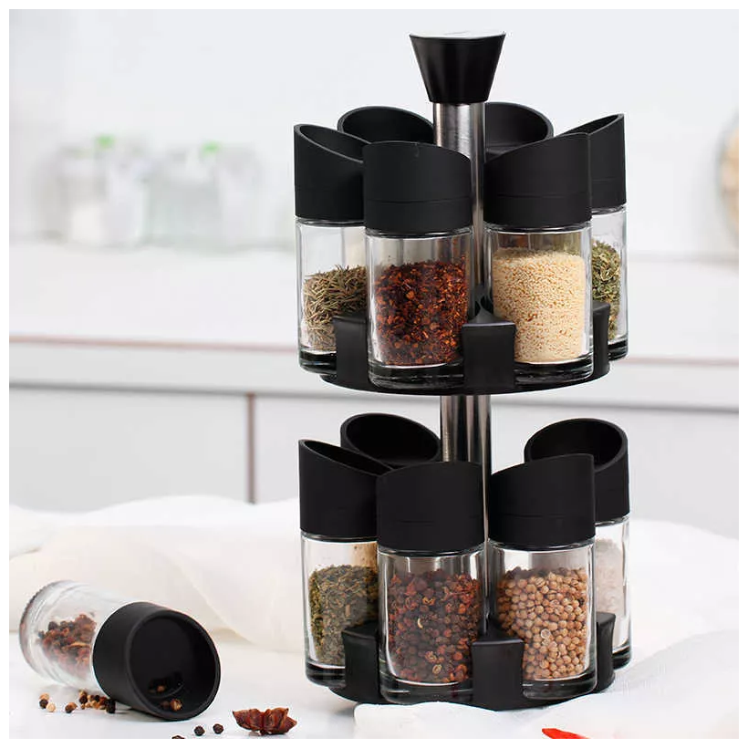 Набор для специй 12 шт. карусель, диспенсер для специй, баночки для специй