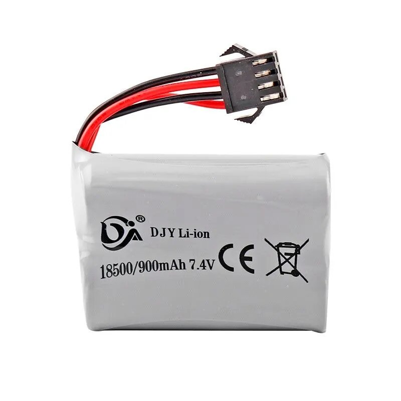 1 шт. li-ion аккумулятор 18500, 7.4V 900mah, разъем SM-4P Реверс, Подходит для 8-колесного автомобиля-амфибии RC