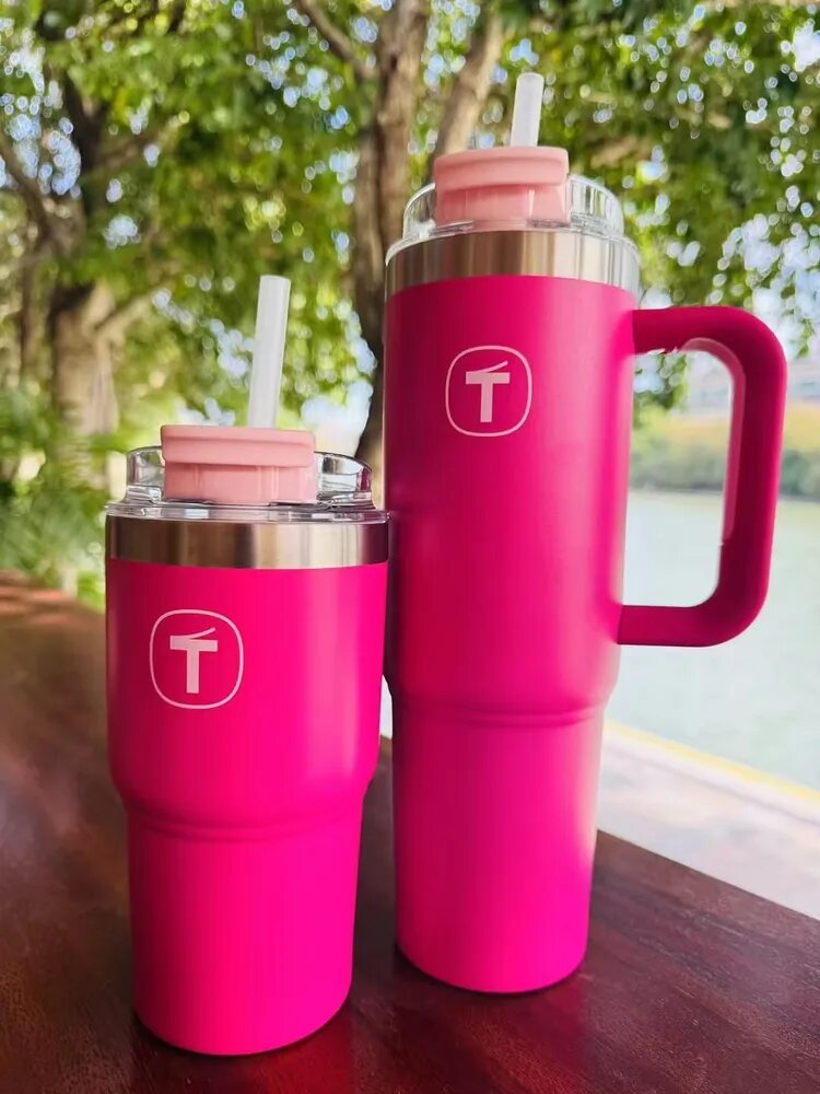 Термокружка Tupperware 1.1 л Темно-синий с ручкой для напитков из нержавеющей стали — фото 1