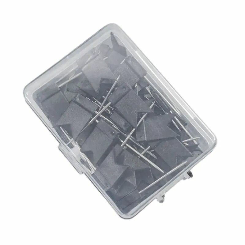 (50 шт.) Кнопки-флажки для пробковой доски Черные