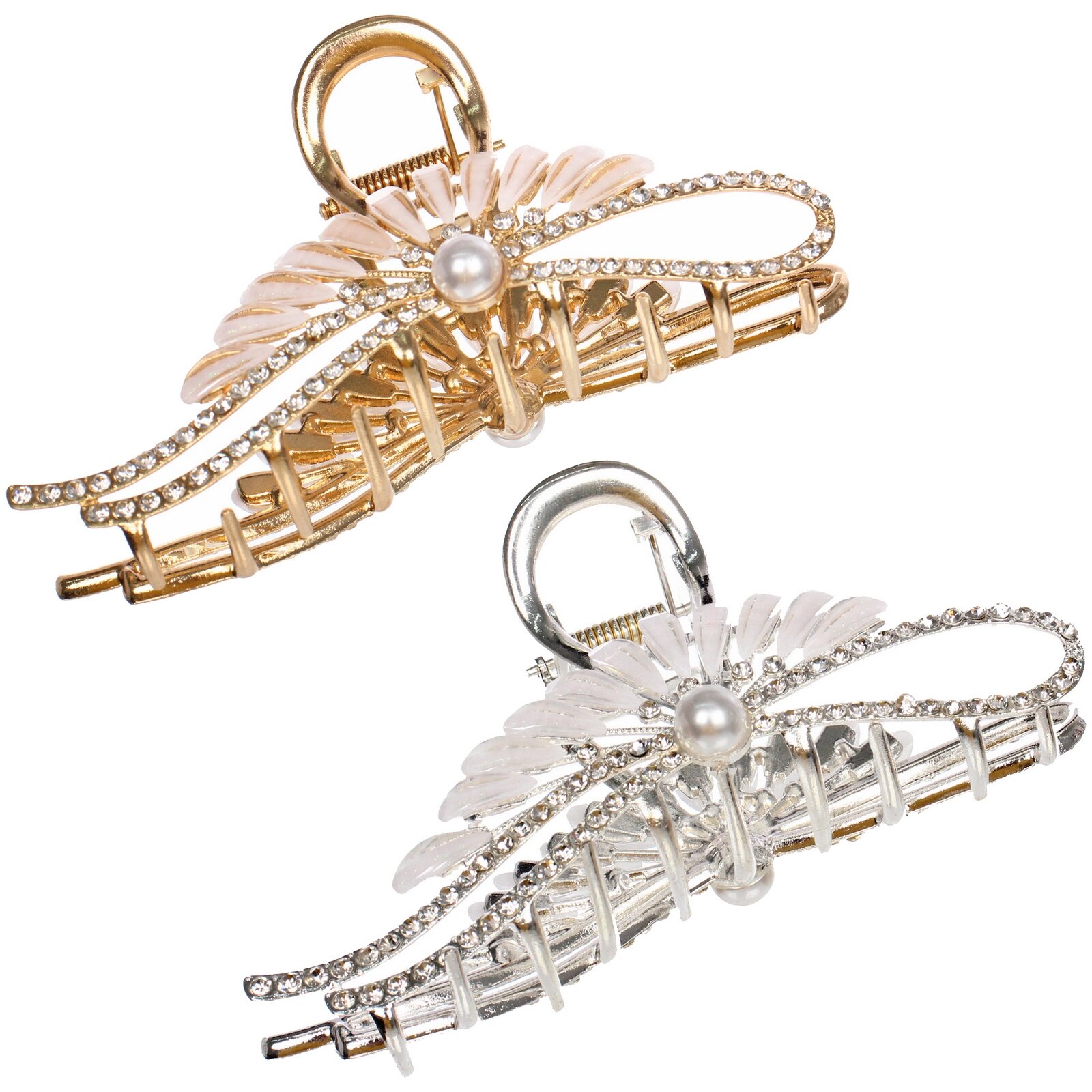 Заколка-краб для волос «LAVITA», металл, декор стразами и жемчугом, цвет серебро/золото разноцветный принт, 11х5.5см