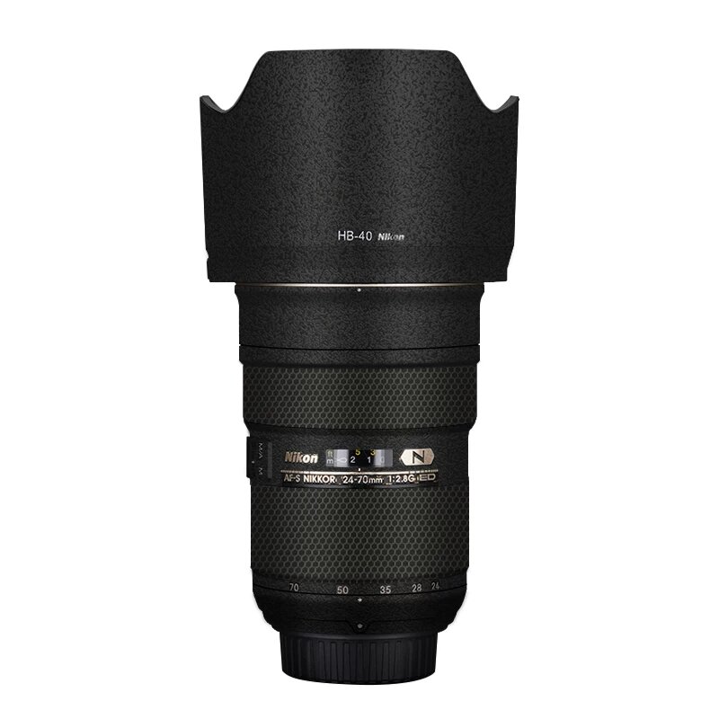 Защитная пленка для объектива Nikon AF-S 24-70mm f/2.8G - матовая черная отделка, устойчивая к царапинам, 3M клей, для
