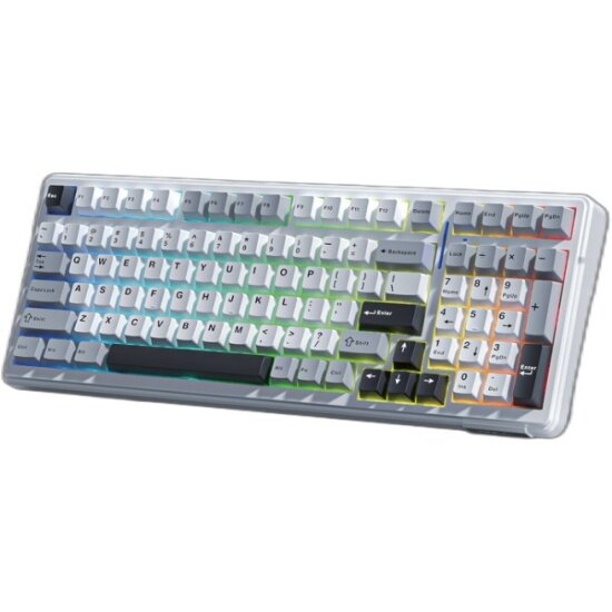 Клавиатура Aula F99, Graywood Switches, проводная, беспроводная, BT/Radio, Grey-White-Dark Grey (80003822)