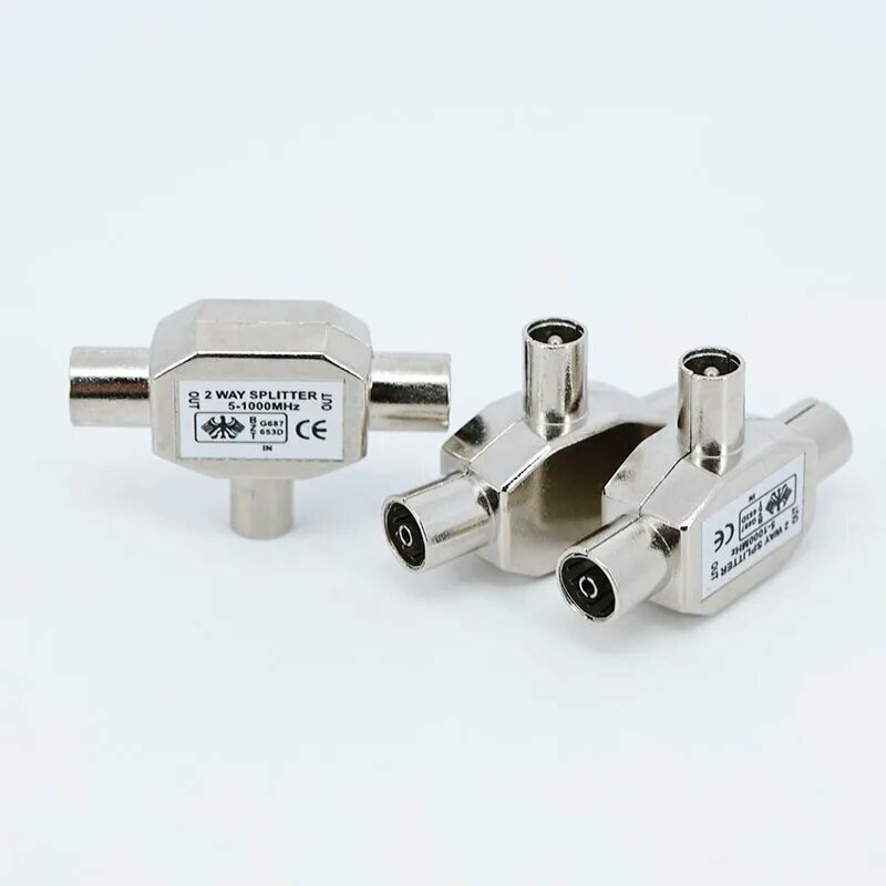 Разветвитель ТВ-антенны 1х2 Zin серебристого цвета