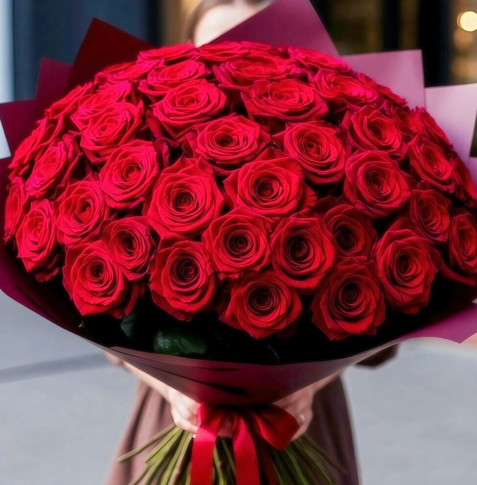 Букет из красных роз 29 шт, красивый букет цветов, шикарный, премиум цветы, премиум букет