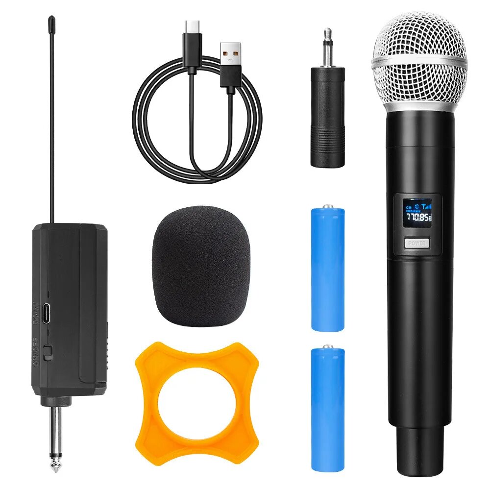 Беспроводной ручной микрофон UHF, 2 канала UHF 1 Microphone