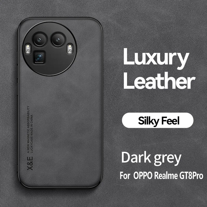 Кожаный чехол Dark Grey для Realme GT8 Pro