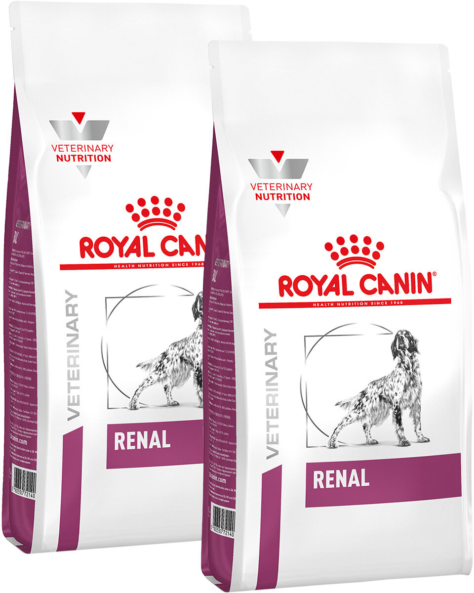 Корм сухой Royal Canin Renal Rf14 для взрослых собак при хронической почечной недостаточности, 2 кг х 2 шт