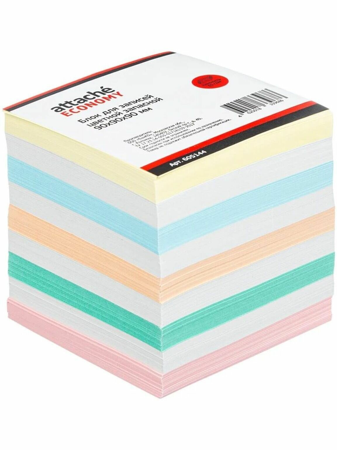 Цветной запасной блок-кубик 18 шт в упаковке Attache эконом 9х9х9 60-80 г 605144