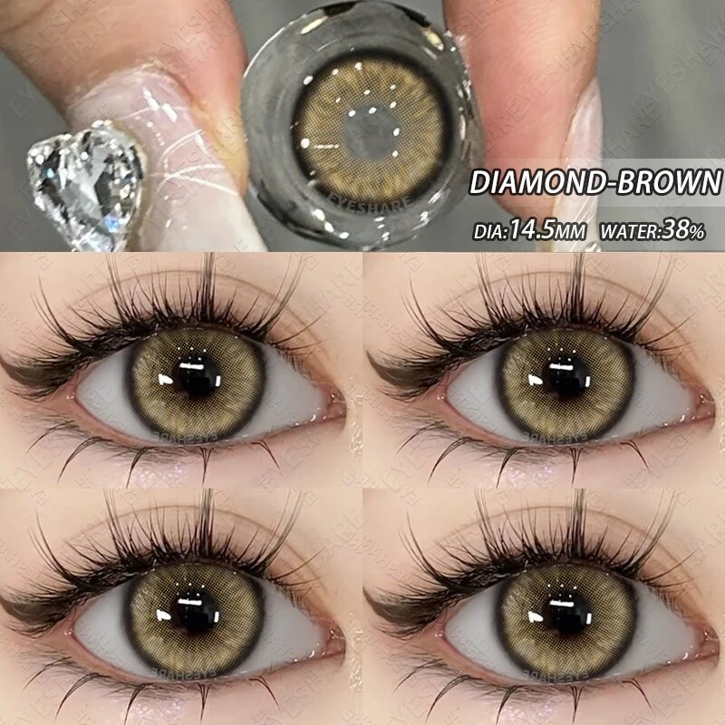 Контактные Линзы EYESHARE, 1 Пара, Натуральный Градиент От Коричневого К Зеленому, Годовые, Одноразовые, HEMA