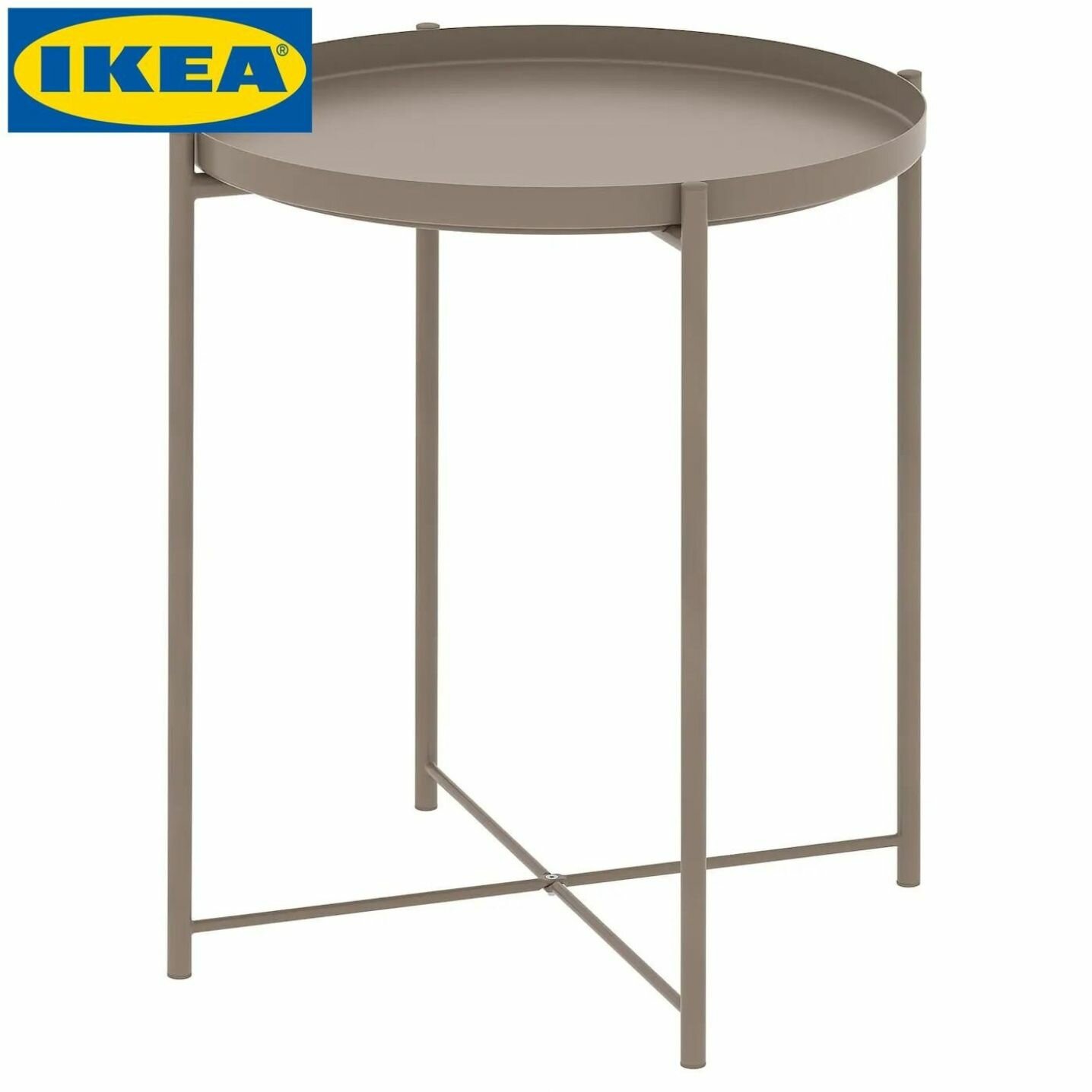 Журнальный столик икеа круглый с подносом / кофейный приставной столик придиванный 45x53см,53,45,45, темно-серый