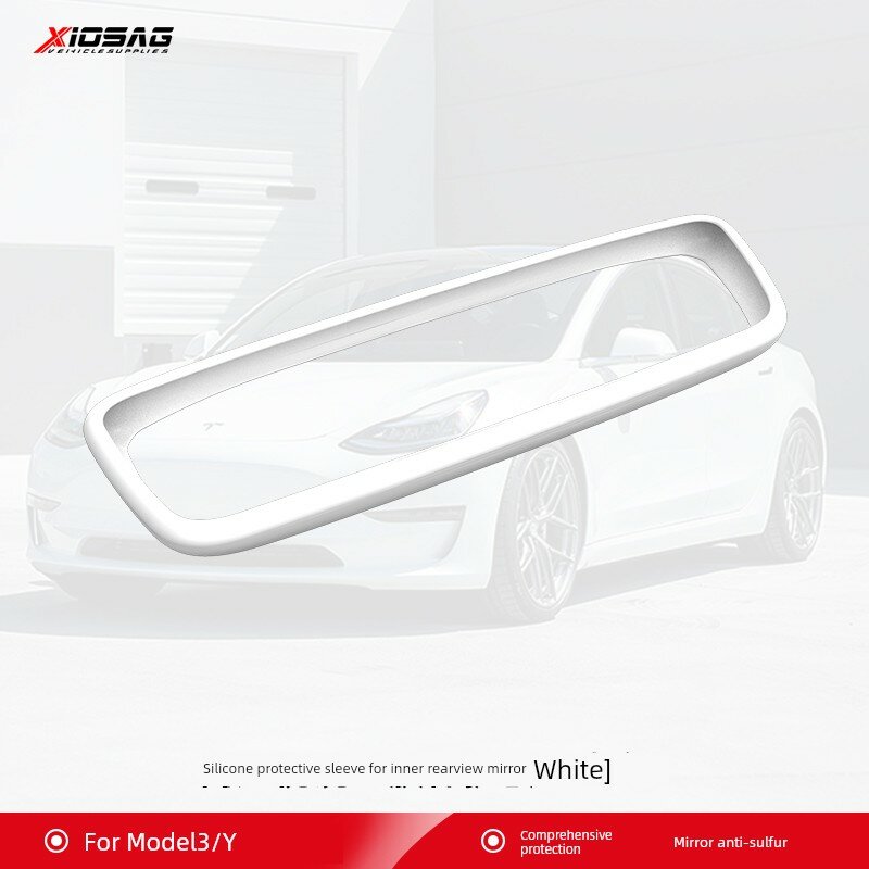Универсальный силиконовый чехол для зеркала заднего вида Tesla Model Y/3, белый антицарапинный защитный бортик