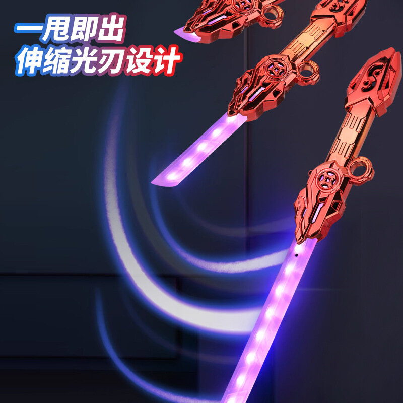 Трансграничный золотой посох Сунь Укона, автоматическая выдвижная игрушка, управление голосом, трехуровневый выдвижной лазерный меч, дропшиппинг Douyin.