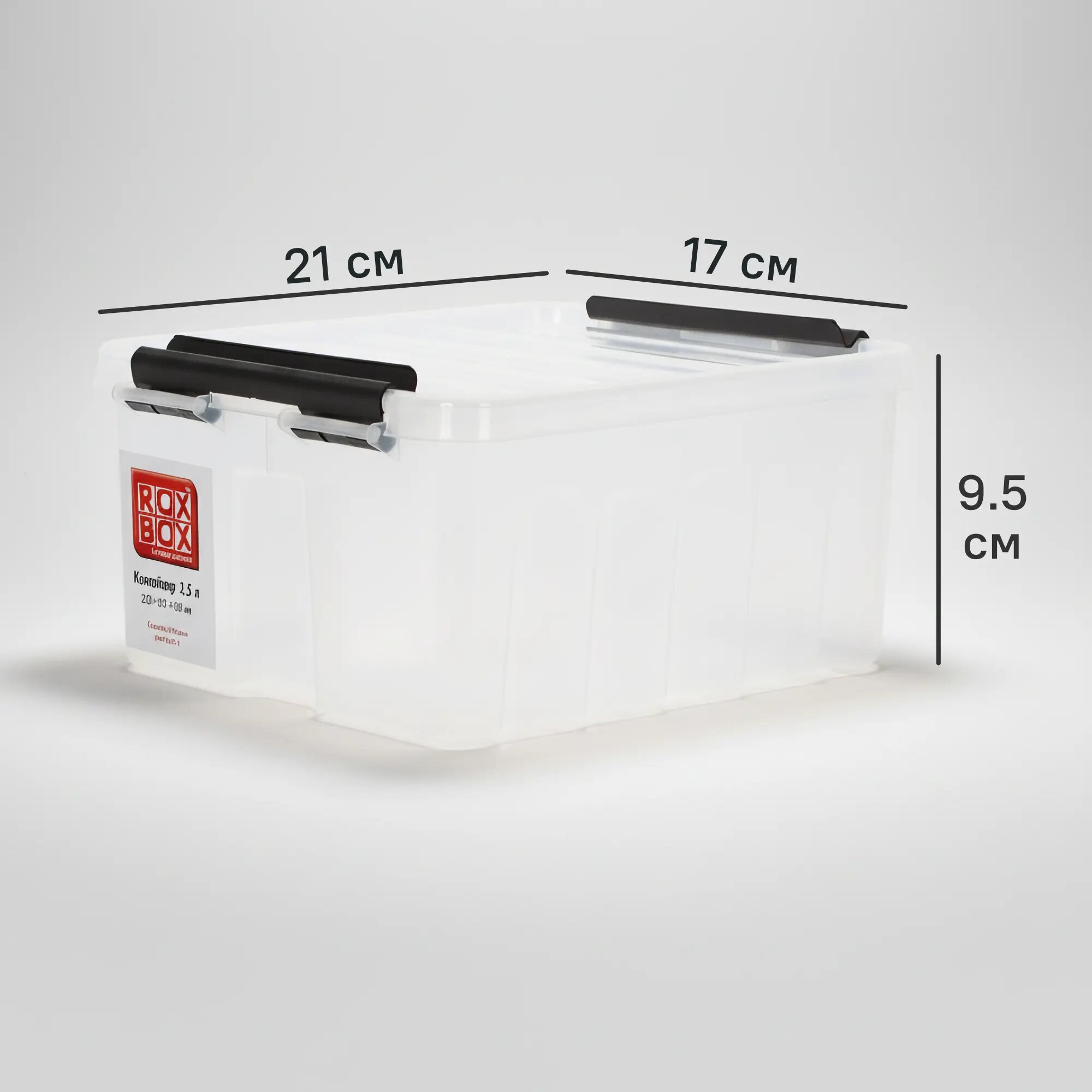 Контейнер Rox Box 21x17x9.5 см 2.5 л пластик с крышкой цвет прозрачный